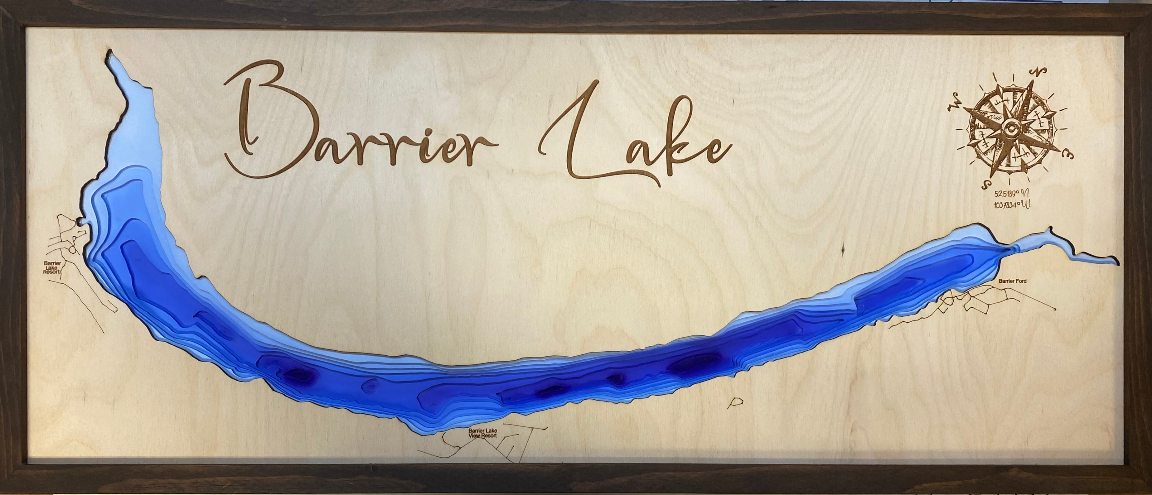 Barrier Lake , Saskatchewan 3D Wood Map – Northern maps