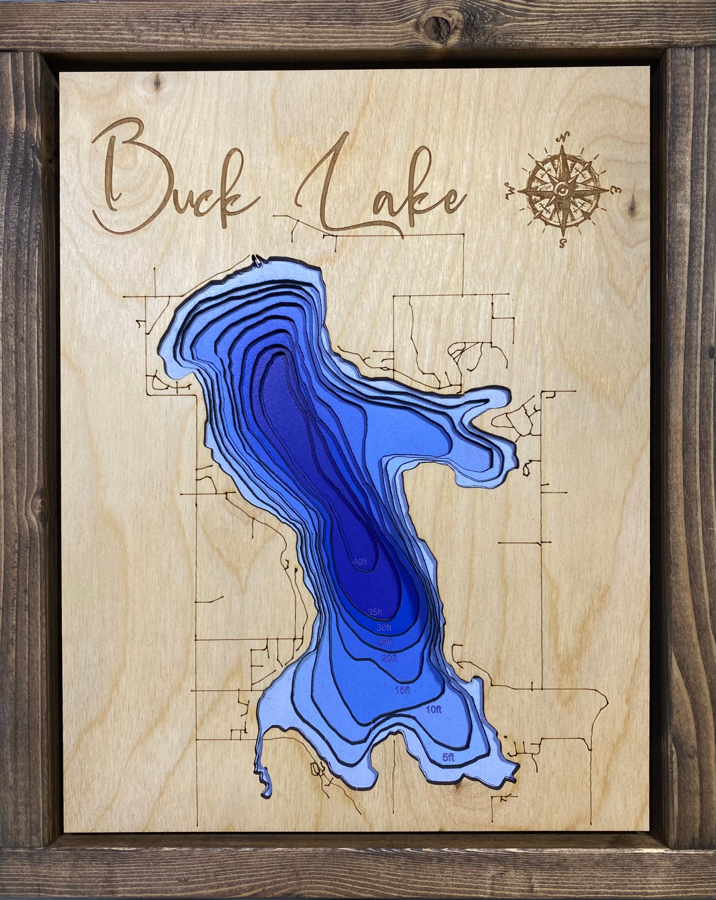 Buck Lake , Alberta (10x13”) 3D Wood Map – Northern maps
