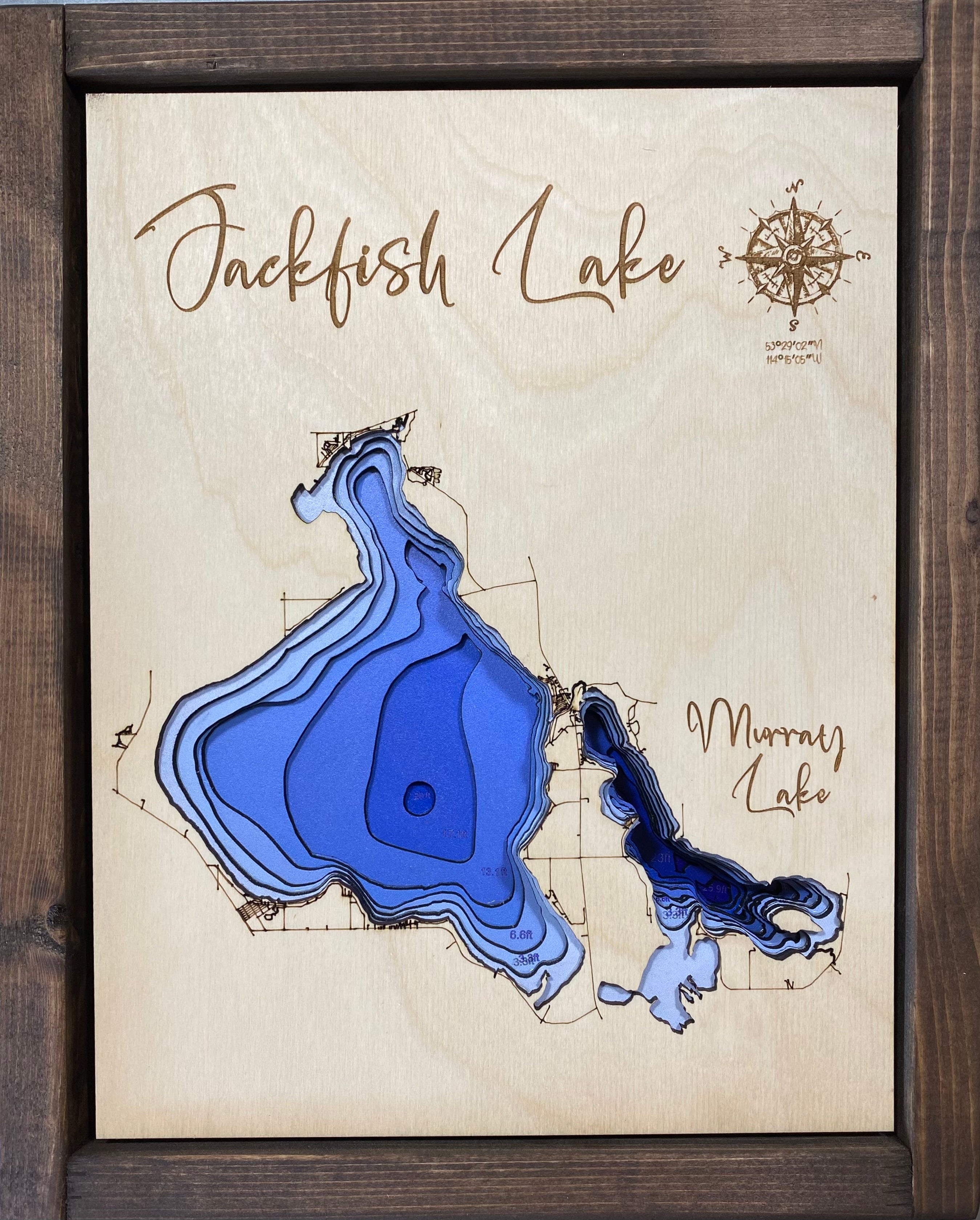 Jackfish Lake , Saskatchewan 3D Wood Map (10x13”) – Northern maps