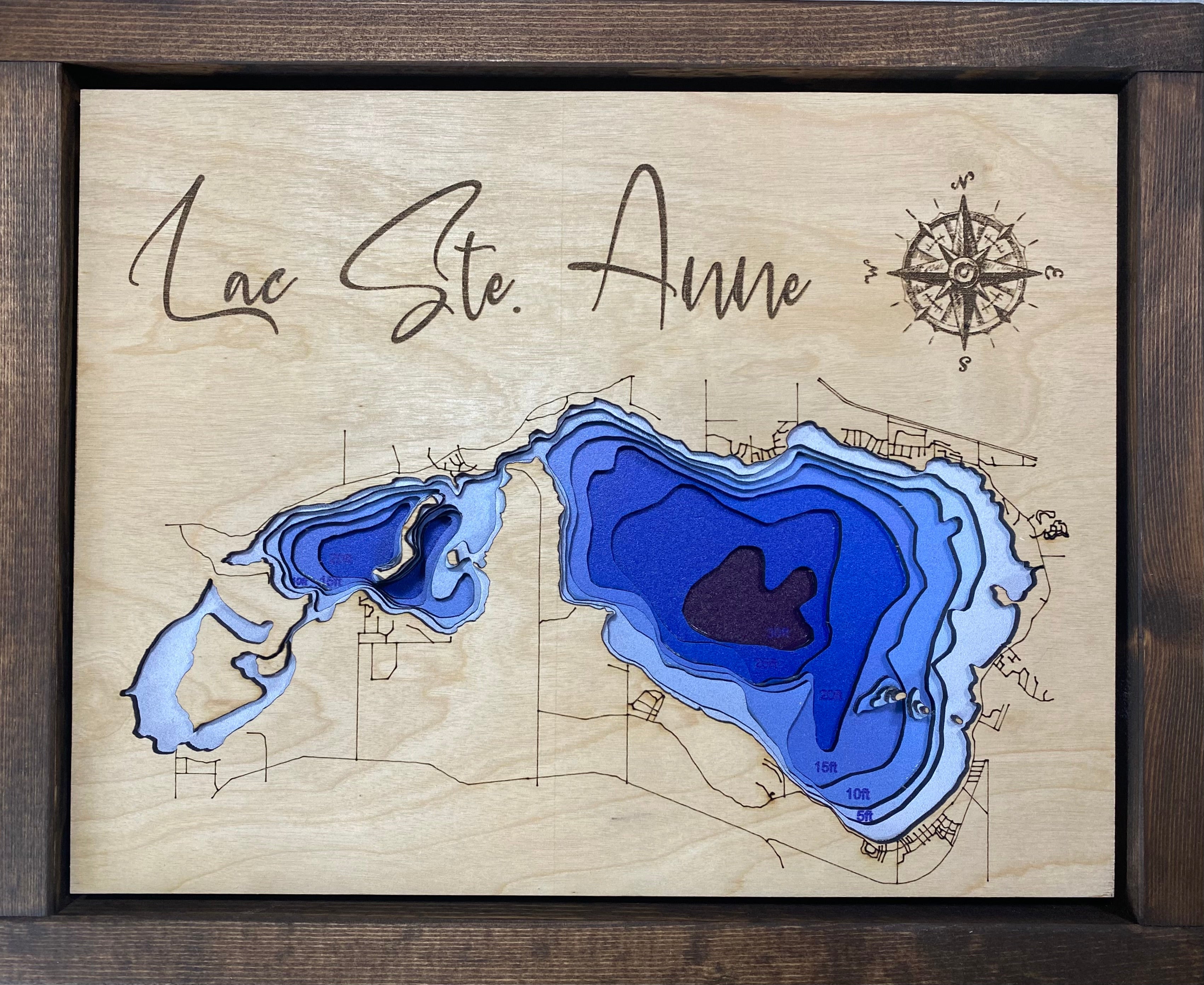 Lac Ste. Anne , Alberta 3D Wood Map (10x13”) – Northern maps