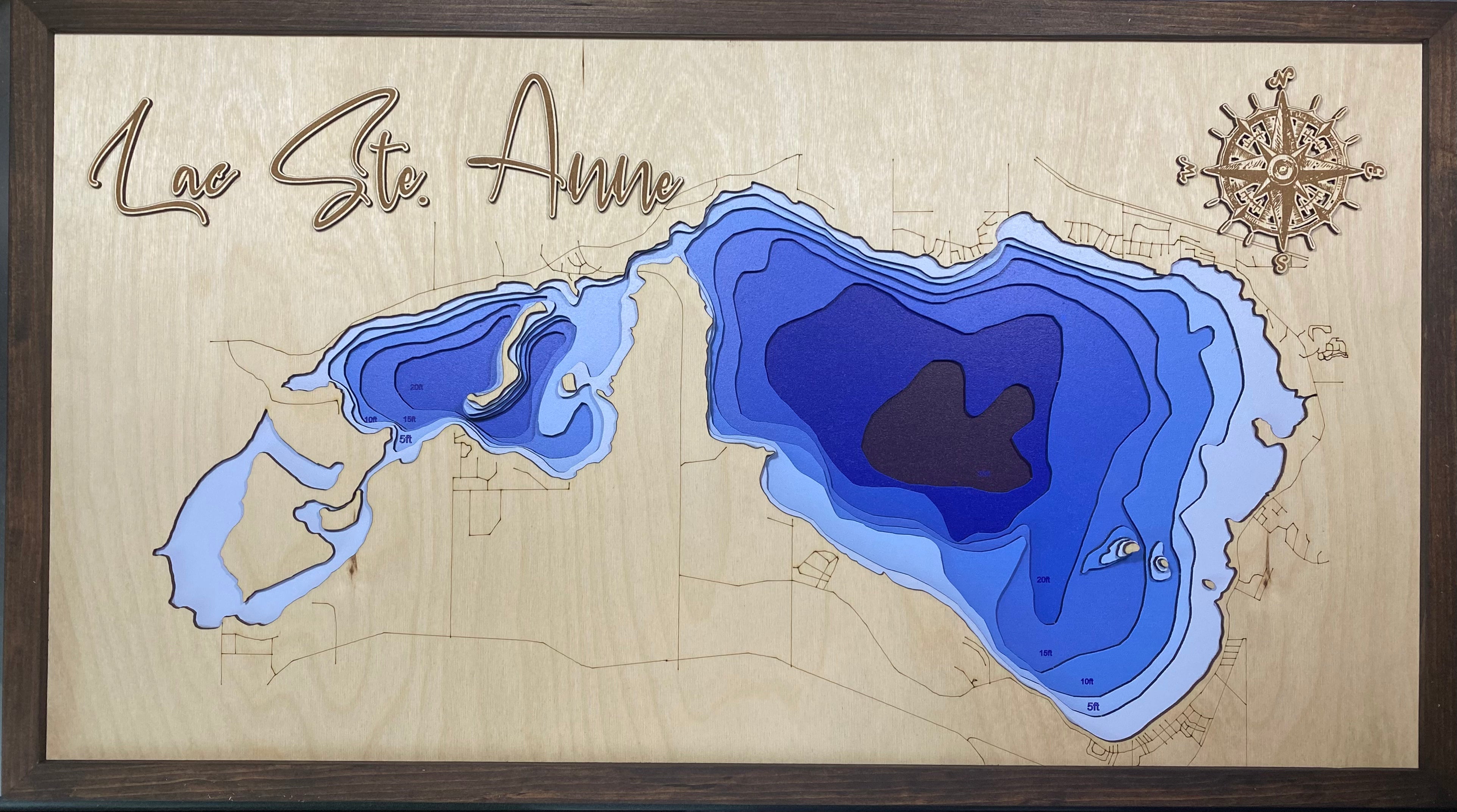 Lac Ste. Anne , Alberta 3D Wood Map – Northern maps