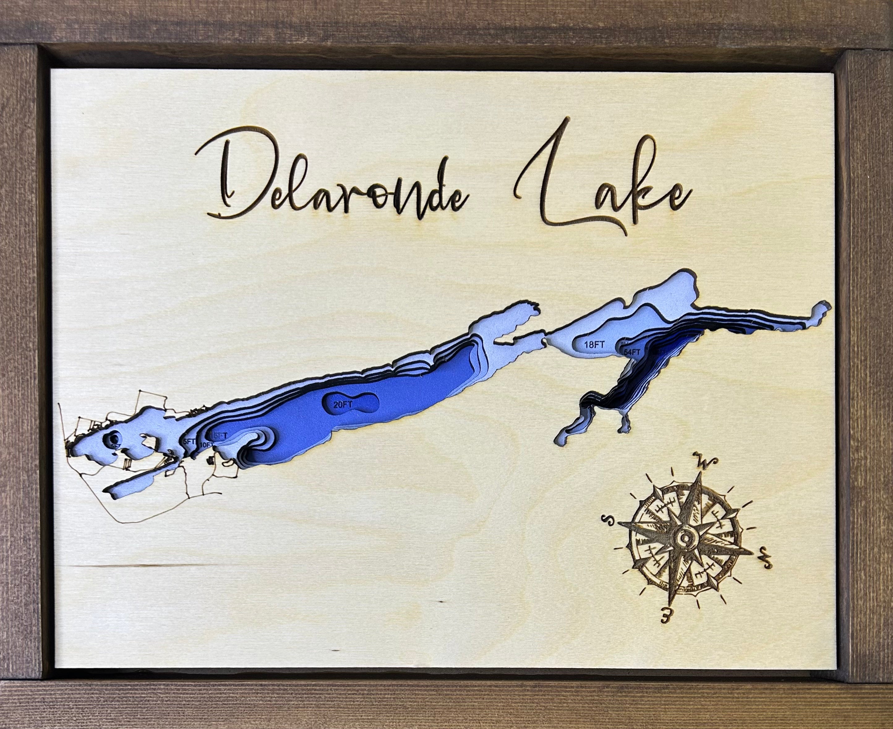 Delaronde Lake , Saskatchewan 3D Wood Map (10x13”) – Northern maps