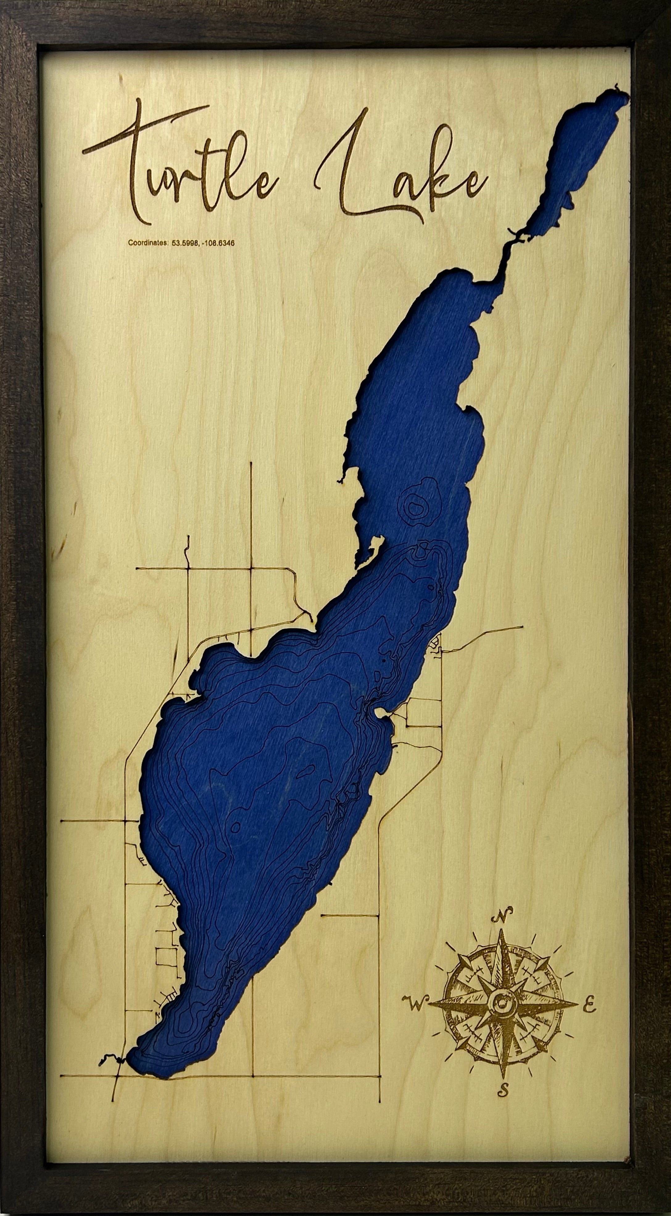 Turtle Lake, Saskatchewan 2D wood map – Northern maps