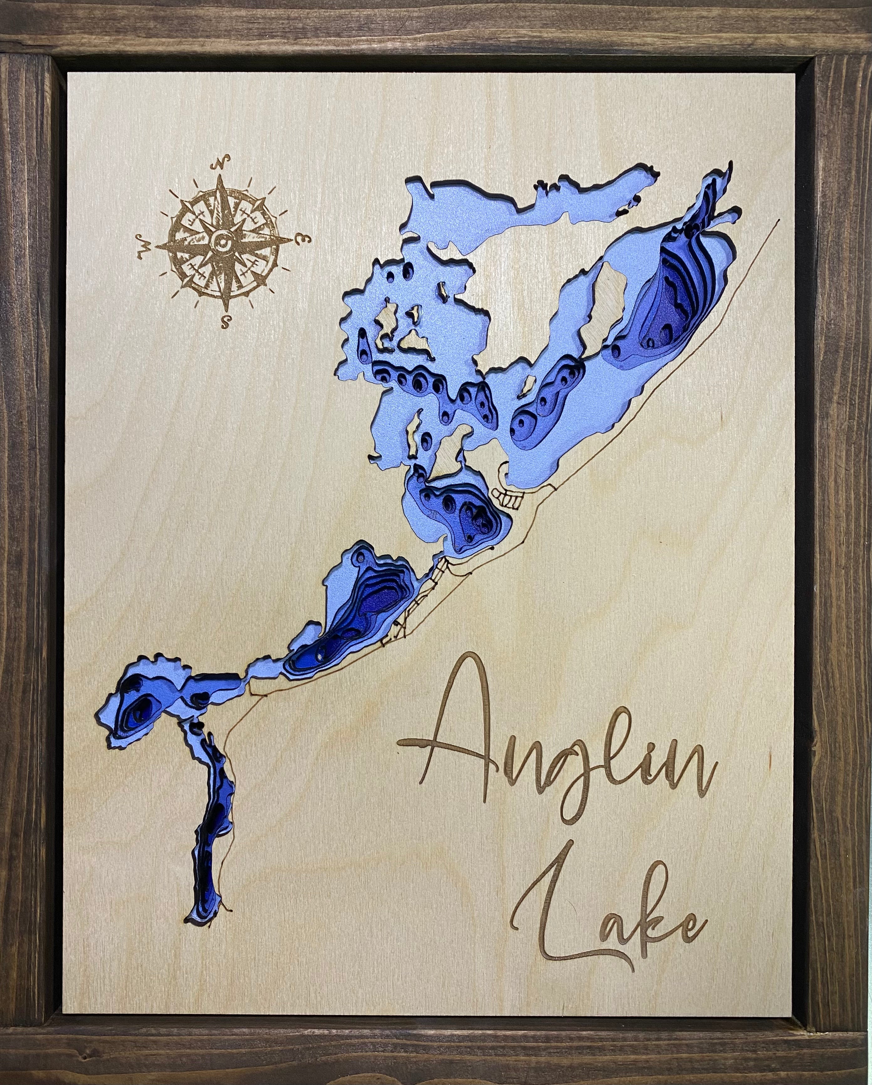 Anglin Lake , Saskatchewan 3D Wood Map (10x13”) – Northern maps