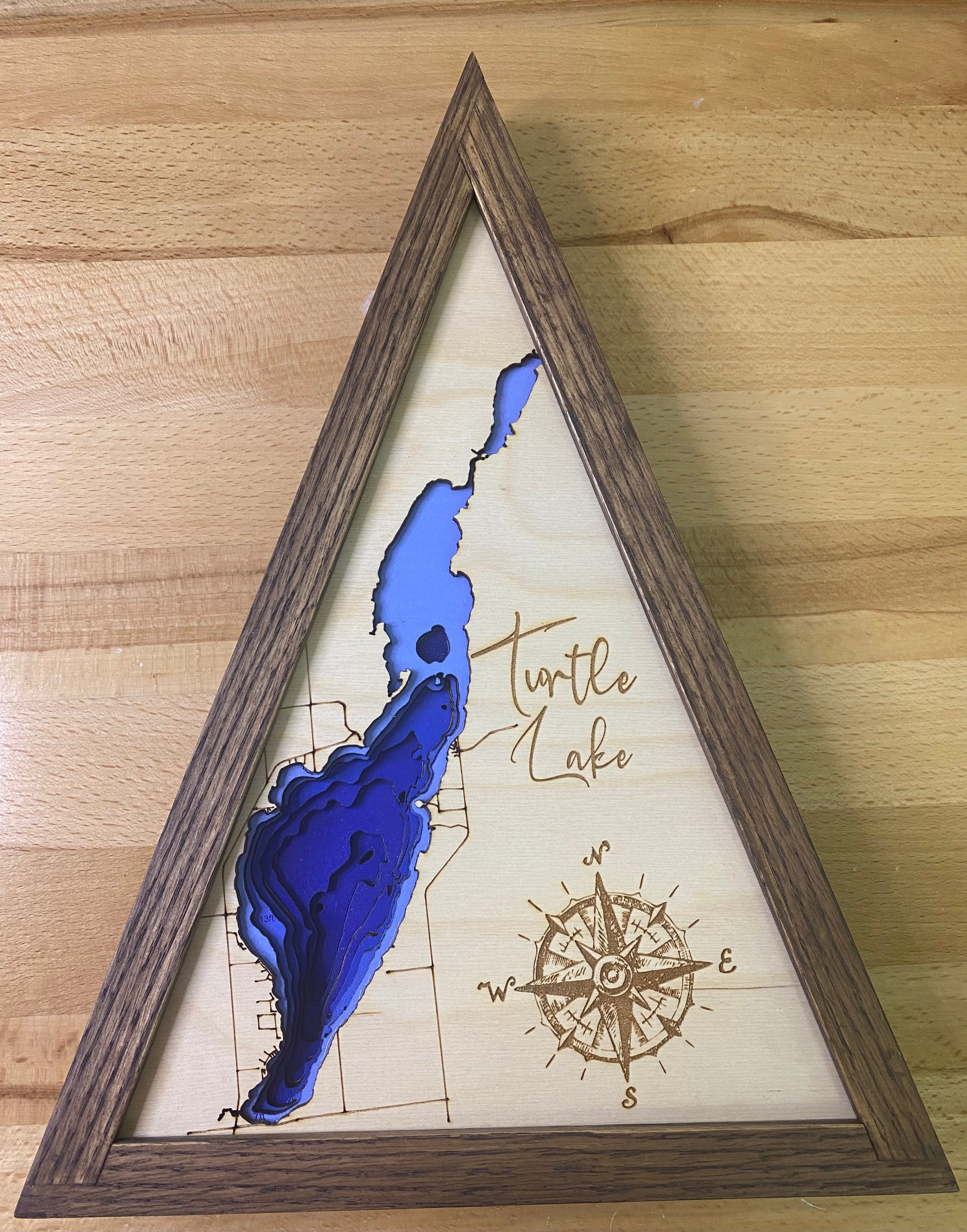Turtle lake , Saskatchewan3D wood map triangle – Northern maps